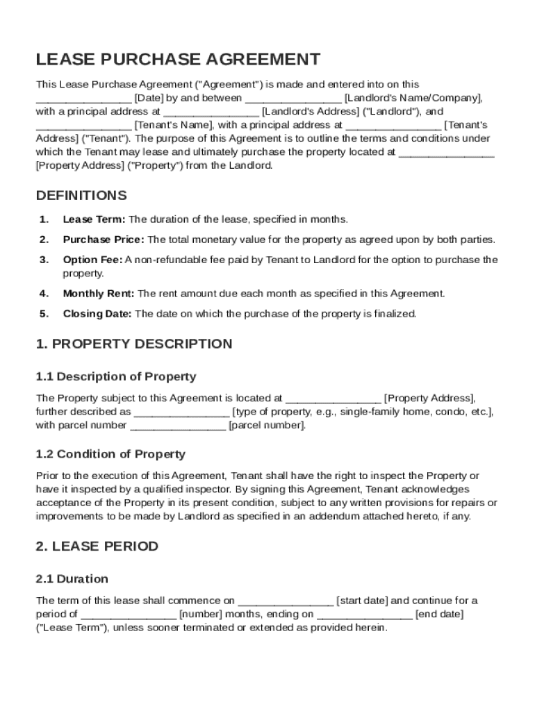 Lease Purchase Agreement Template: Fill out & sign online | DocHub