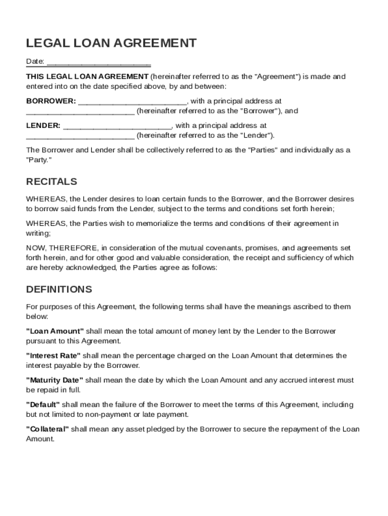 Legal Loan Agreement Template: Fill out & sign online | DocHub