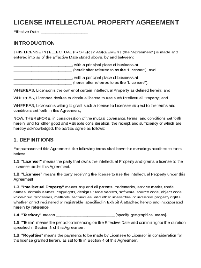 License Intellectual Property Agreement Template: Fill out & sign ...