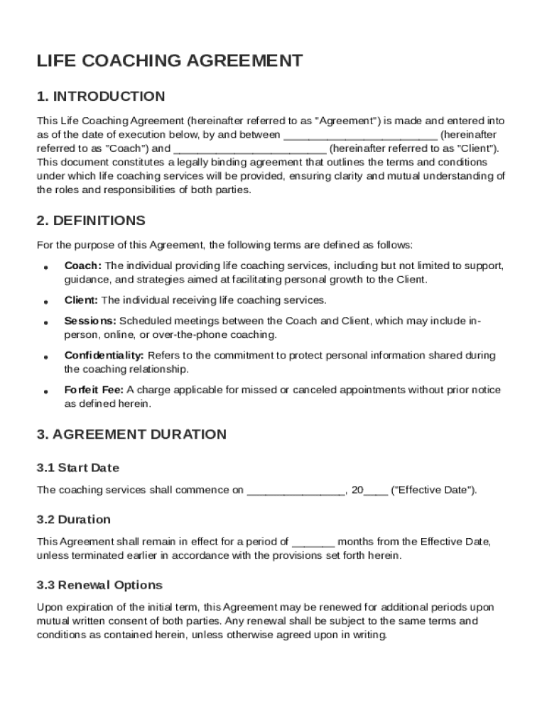 Life Coaching Agreement Template: Fill out & sign online | DocHub