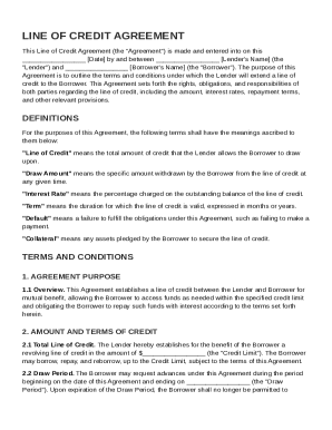 Line of Credit Agreement Template Form - Fill Online, Printable ...
