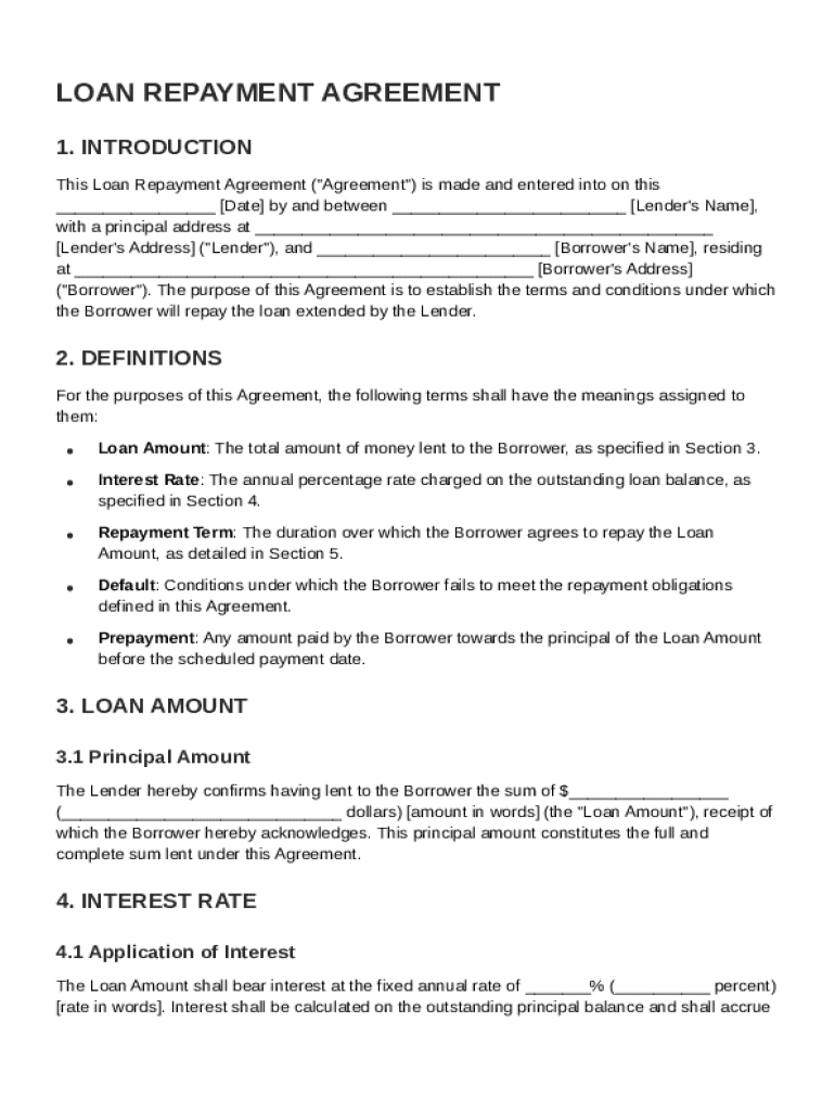 Loan Repayment Agreement Template: Fill out & sign online | DocHub