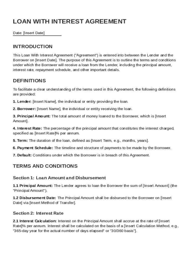 Loan With Interest Agreement Template: Fill out & sign online | DocHub