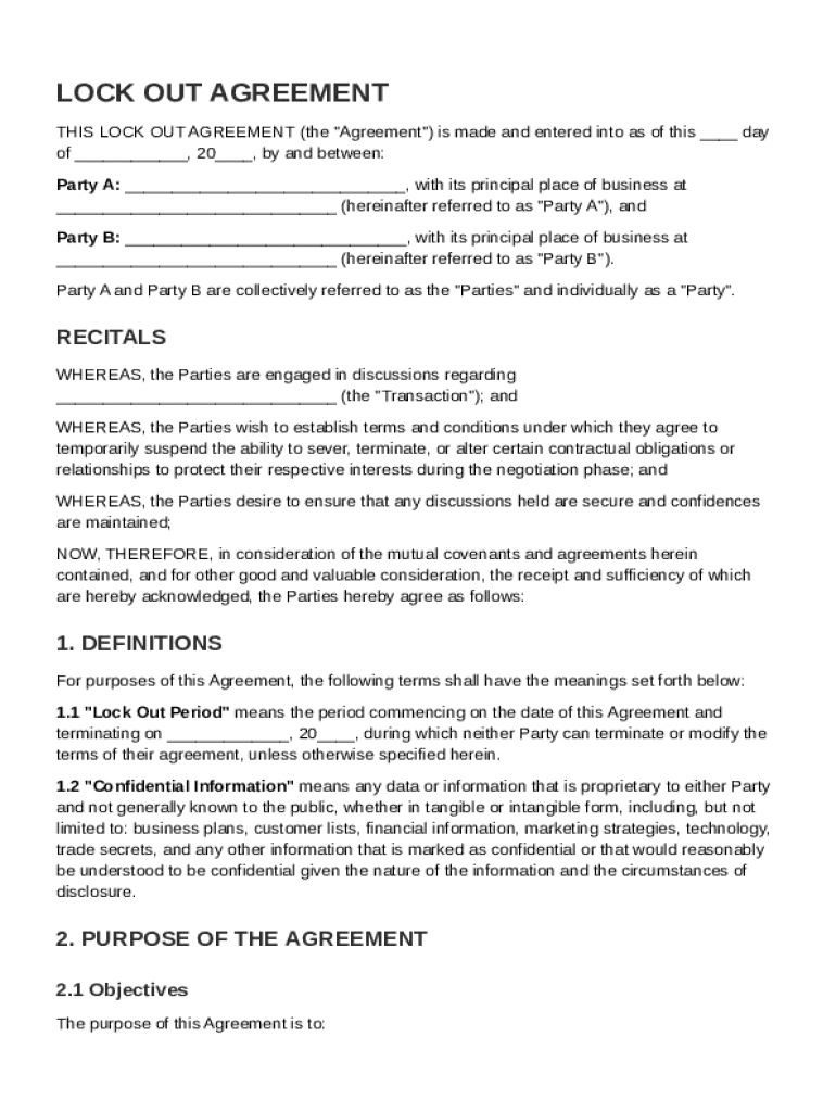 Lock Out Agreement Template: Fill out & sign online | DocHub