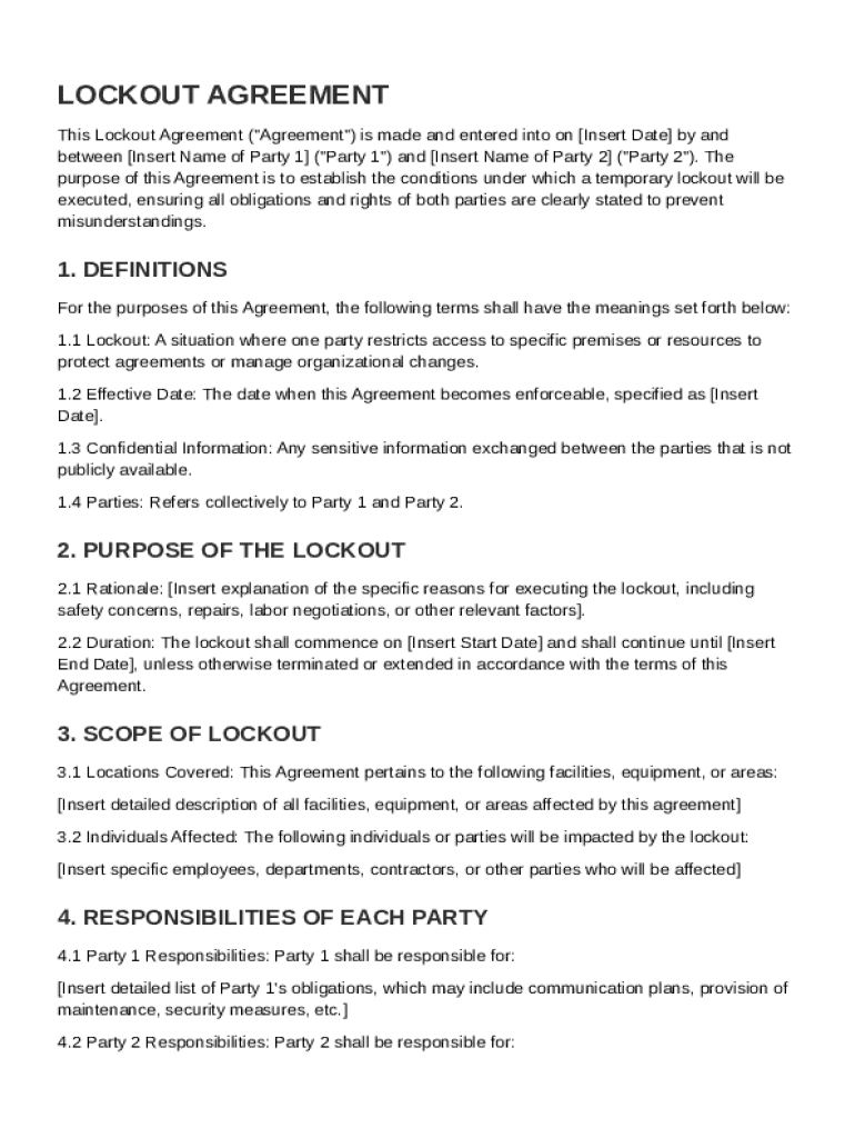 Lockout Agreement Template: Fill out & sign online | DocHub