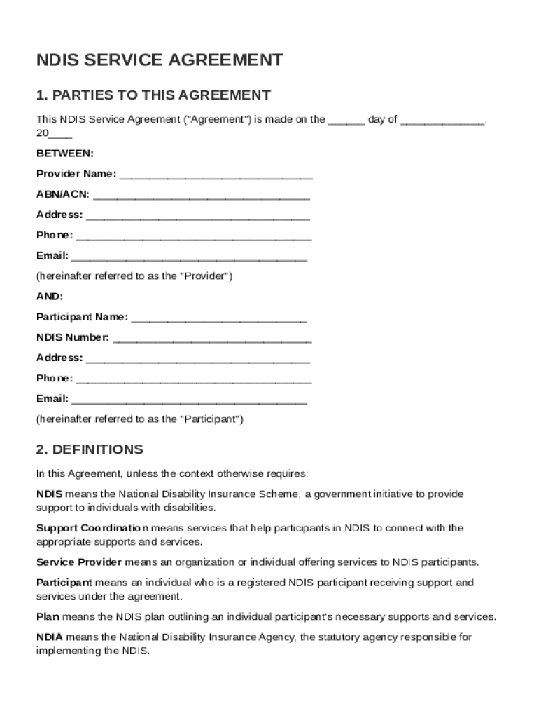 Ndis Agreement Template Form - Fill Online, Printable, Fillable, Blank ...