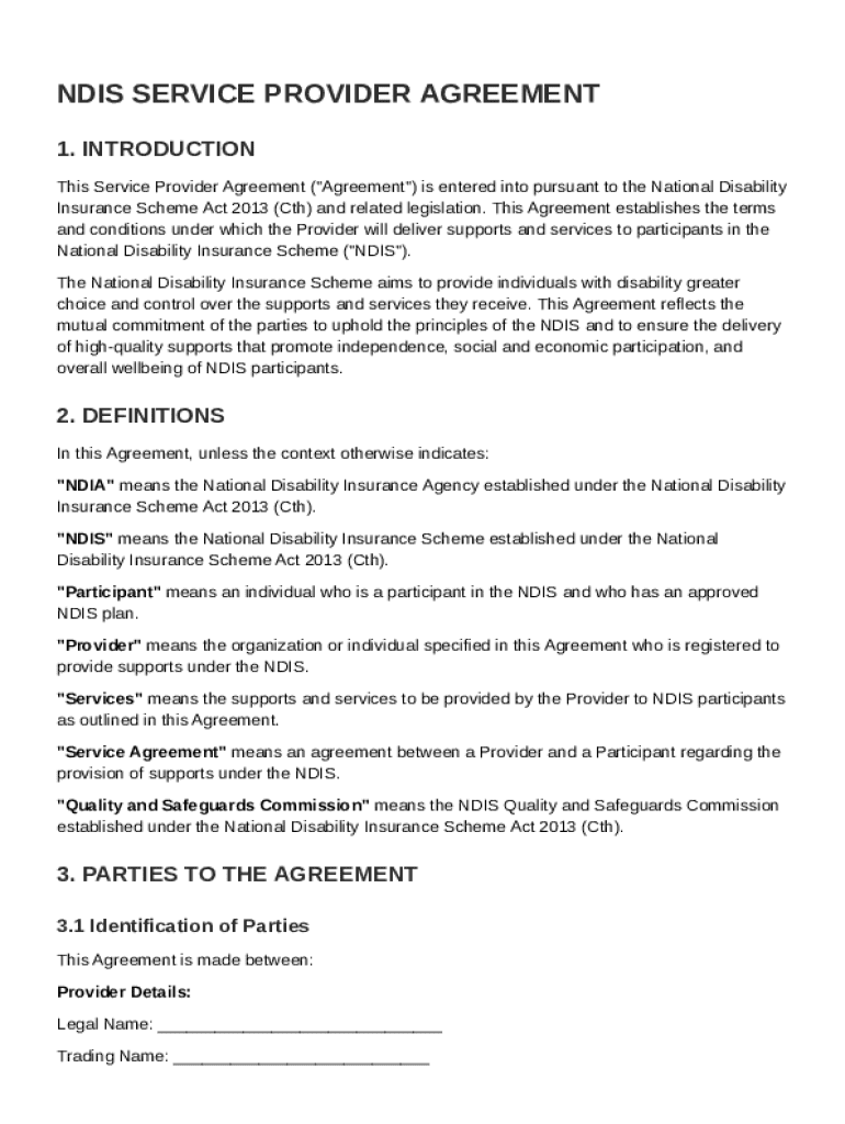 Ndis Service for Providers Agreement Template: Fill out & sign online ...