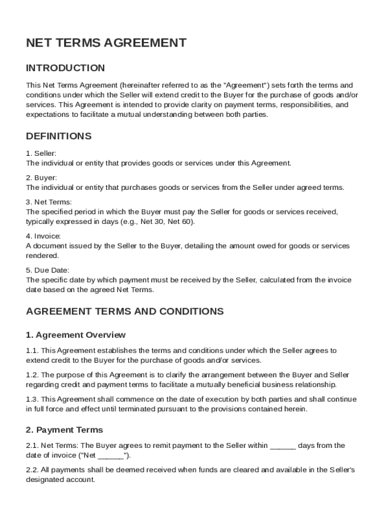 Net Terms Agreement Template: Fill out & sign online | DocHub