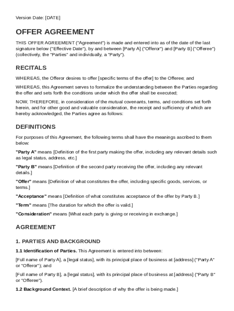 Offer Agreement Template: Fill out & sign online | DocHub
