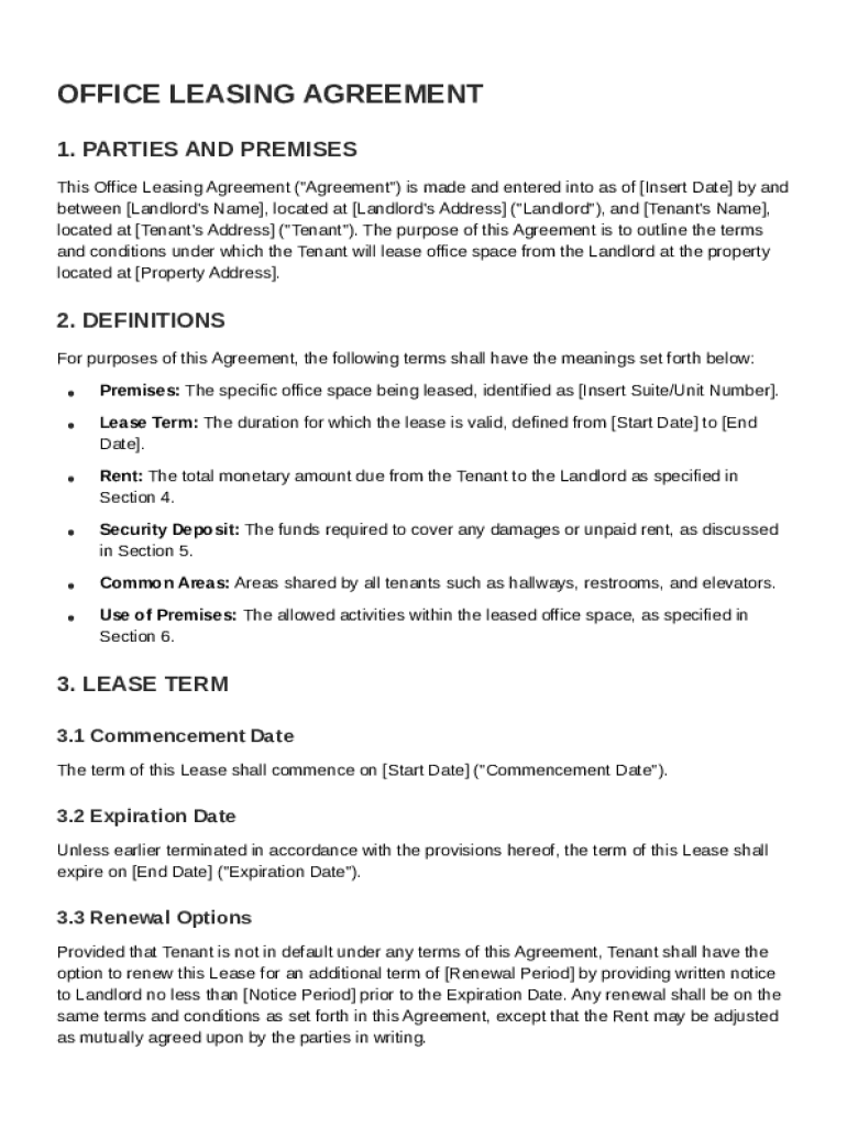 Office Leasing Agreement Template: Fill out & sign online | DocHub
