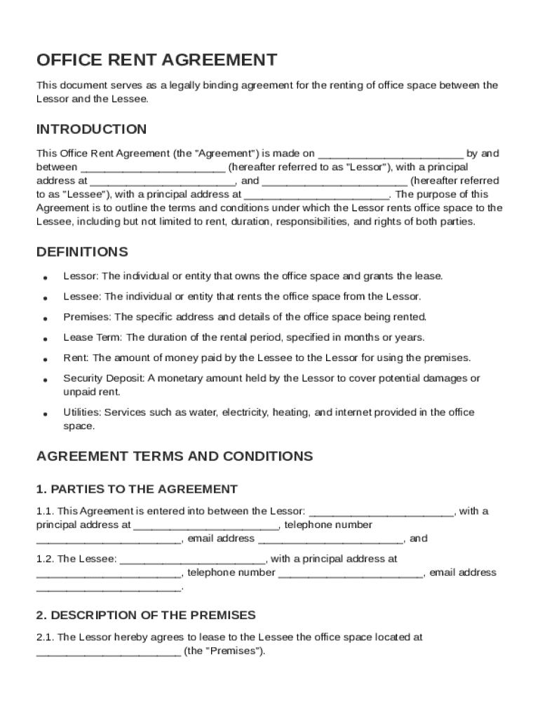 Office Rent Agreement Template: Fill out & sign online | DocHub