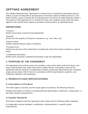 Offtake Agreement Template - Fill and Sign Printable Template Online