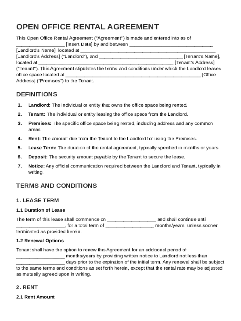 Open Office Rental Agreement Template: Fill out & sign online | DocHub