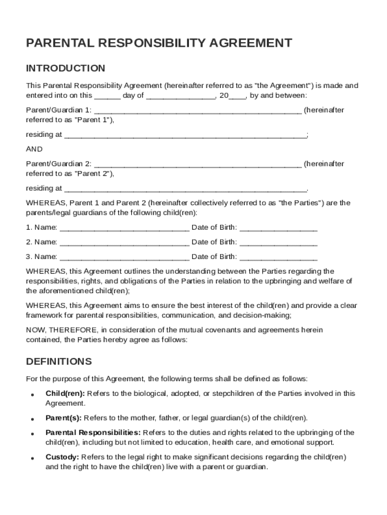 Parental Responsibility Agreement Template: Fill out & sign online | DocHub