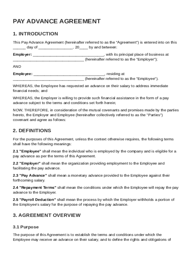 Pay Advance Agreement Template: Fill out & sign online | DocHub
