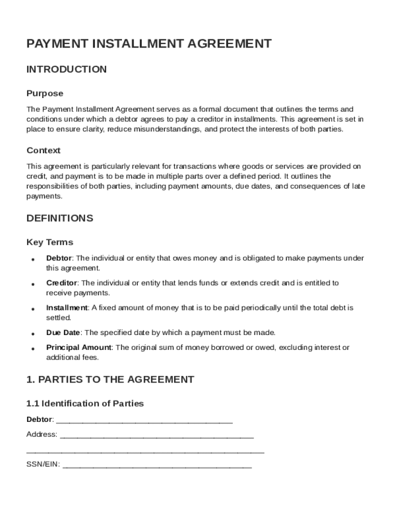 Payment Installment Agreement Template: Fill out & sign online | DocHub