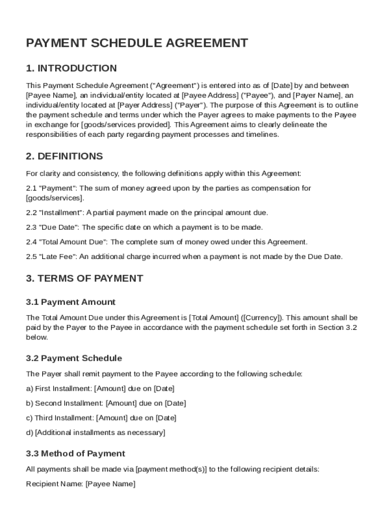 Payment Schedule Agreement Template: Fill out & sign online | DocHub