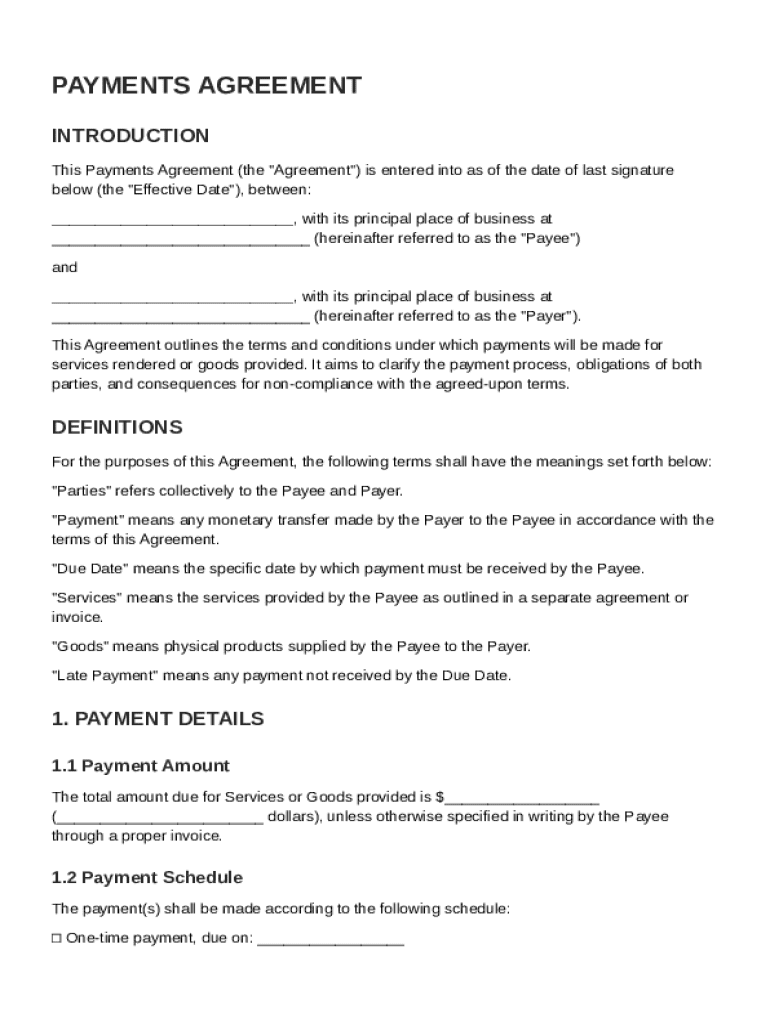Payments Agreement Template: Fill out & sign online | DocHub