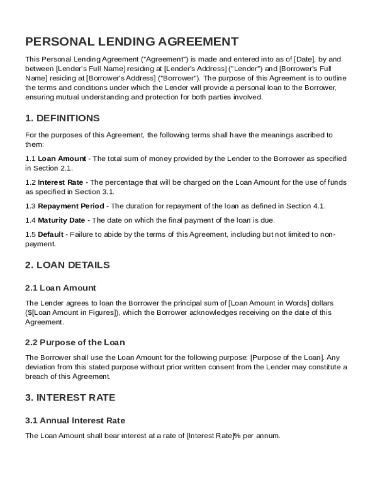 Personal Lending Agreement Template: Fill out & sign online | DocHub