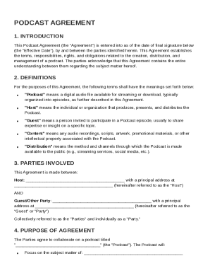 Podcast Agreement Template Form - Fill Online, Printable, Fillable ...