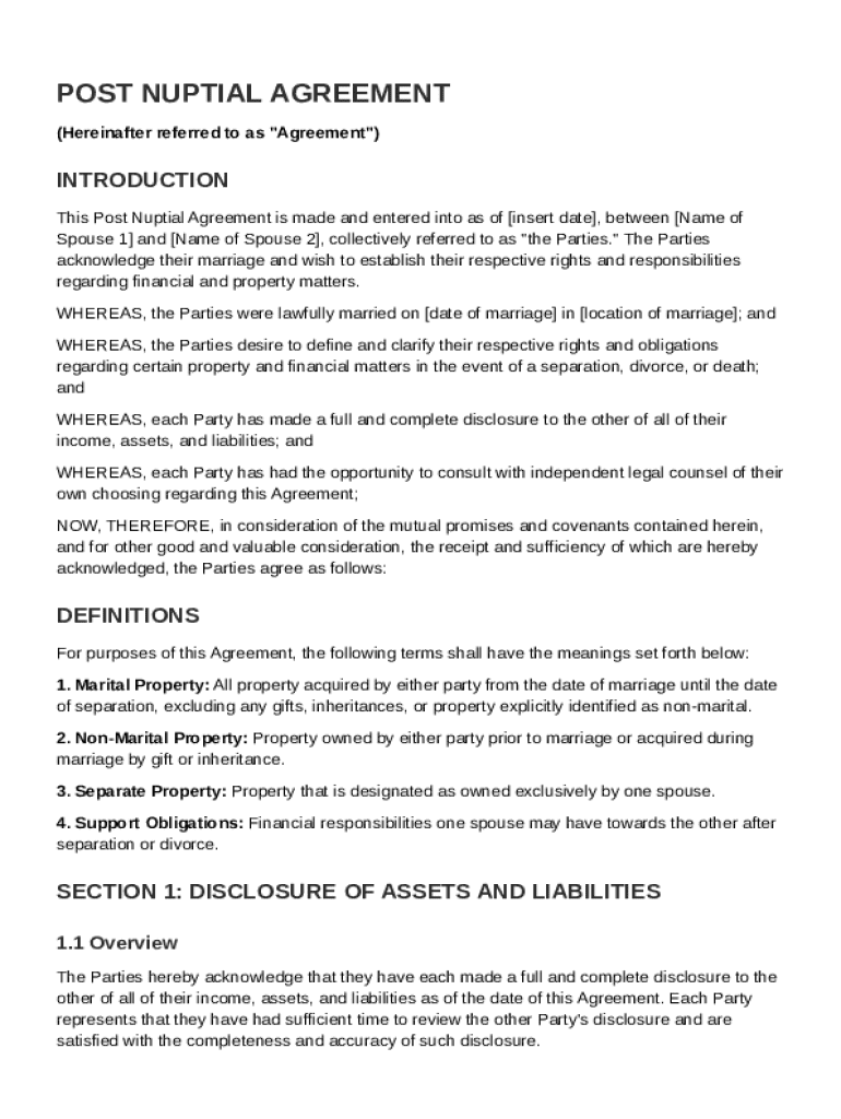 Post Nuptual Agreement Template: Fill out & sign online | DocHub