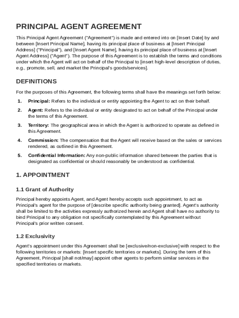 Principal Agent Agreement Template: Fill out & sign online | DocHub