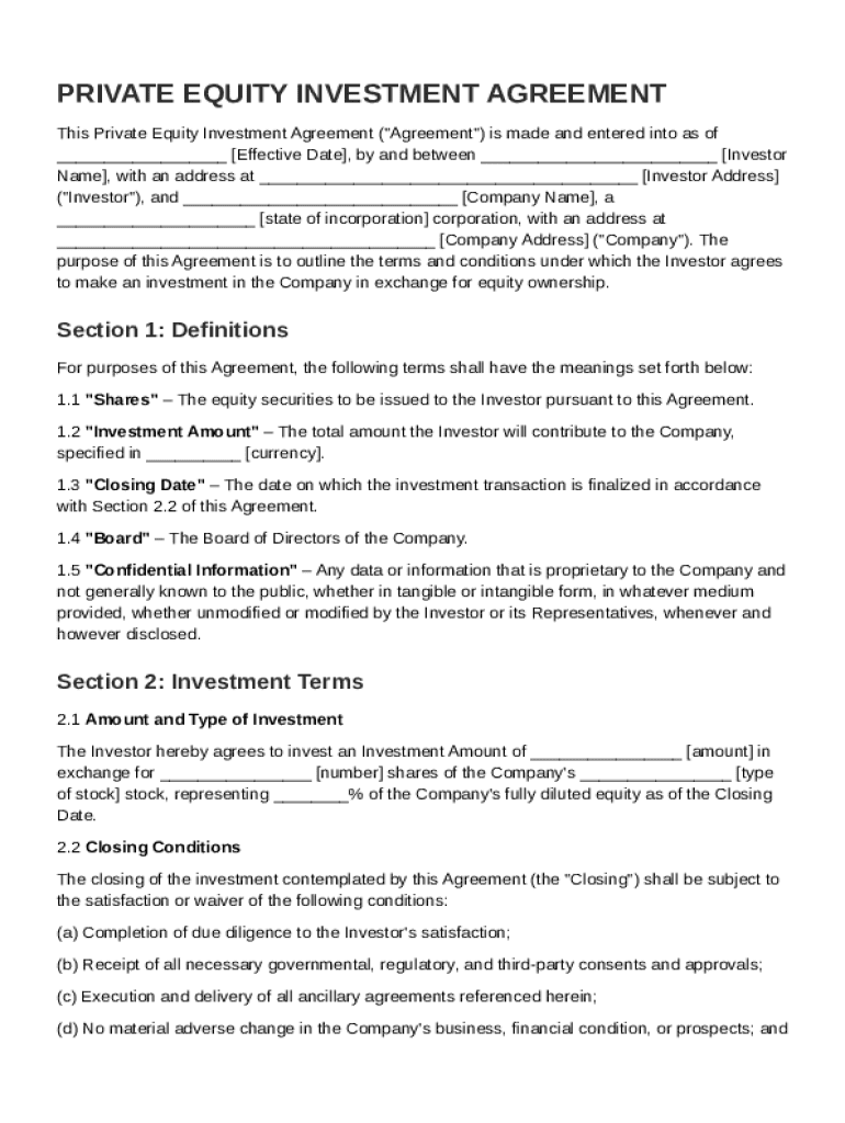 Private Equity Agreement Template: Fill out & sign online | DocHub