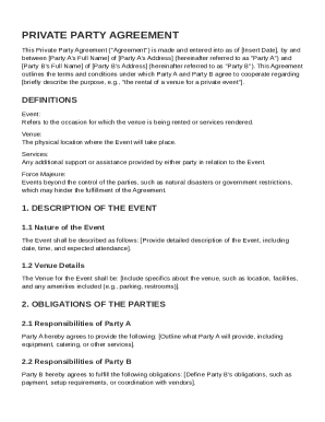 Private Party Agreement Template Form - Fill Online, Printable ...