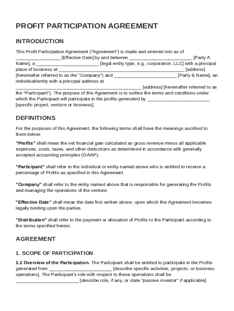 Profit Participation Agreement Template: Fill out & sign online | DocHub