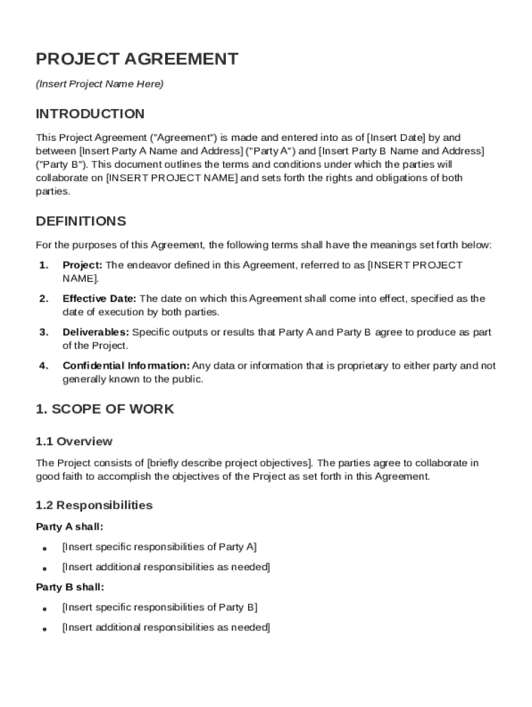 Project Agreement Template: Fill out & sign online | DocHub