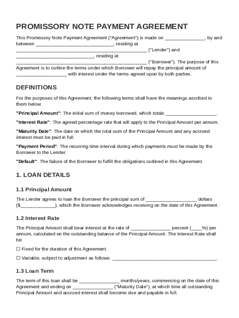 Promissory Note Payment Agreement Template: Fill out & sign online | DocHub