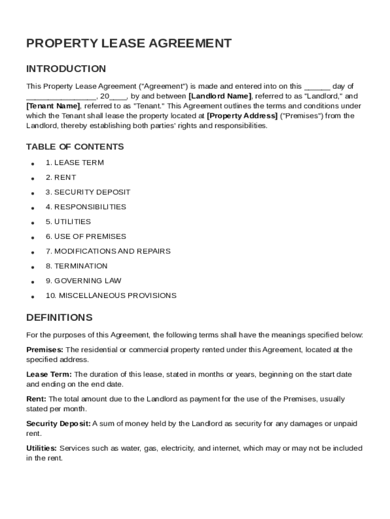Property Lease Agreement Template: Fill out & sign online | DocHub