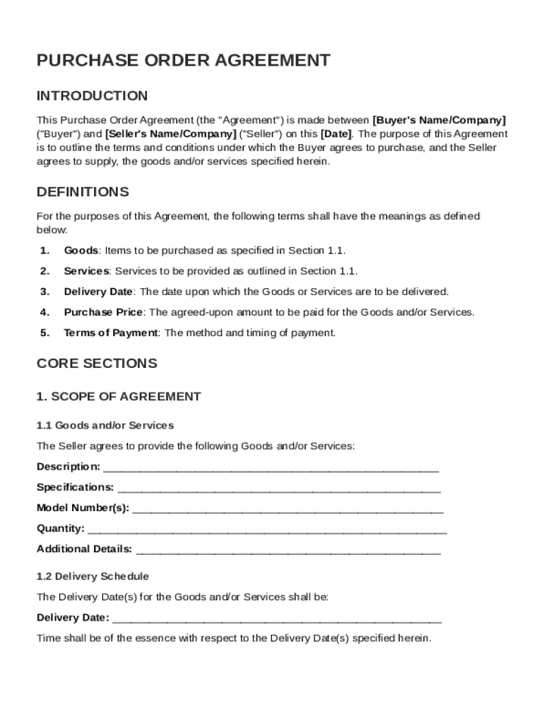 Purchase Order Agreement Template: Fill out & sign online | DocHub