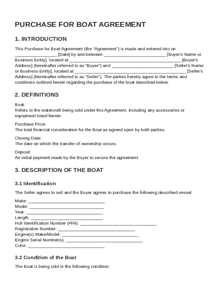 Purchase for Boat Agreement Template: Fill out & sign online | DocHub