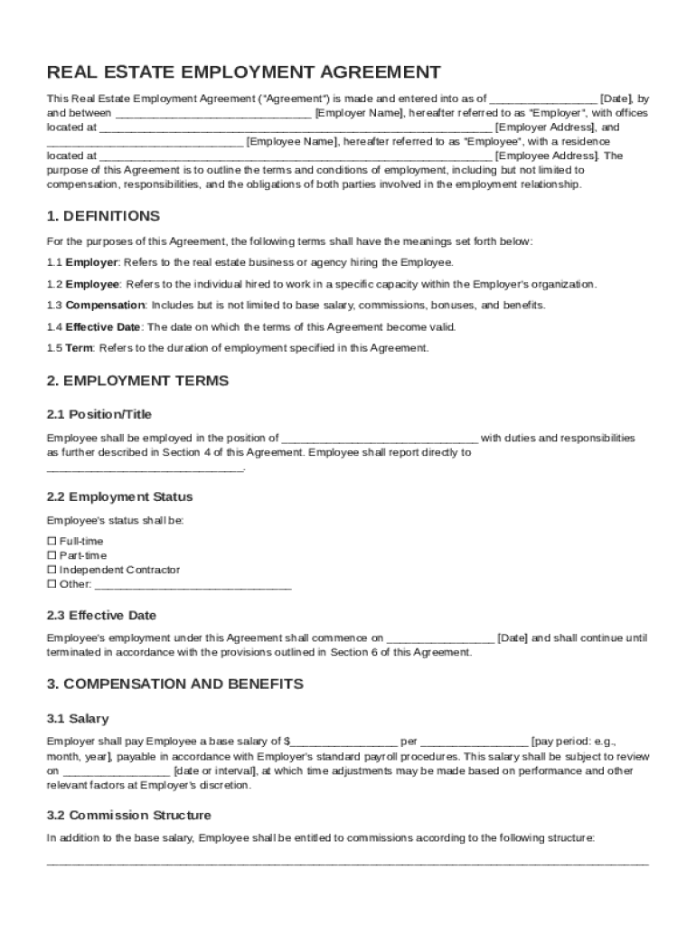Real Estate Employment Agreement Template: Fill out & sign online | DocHub