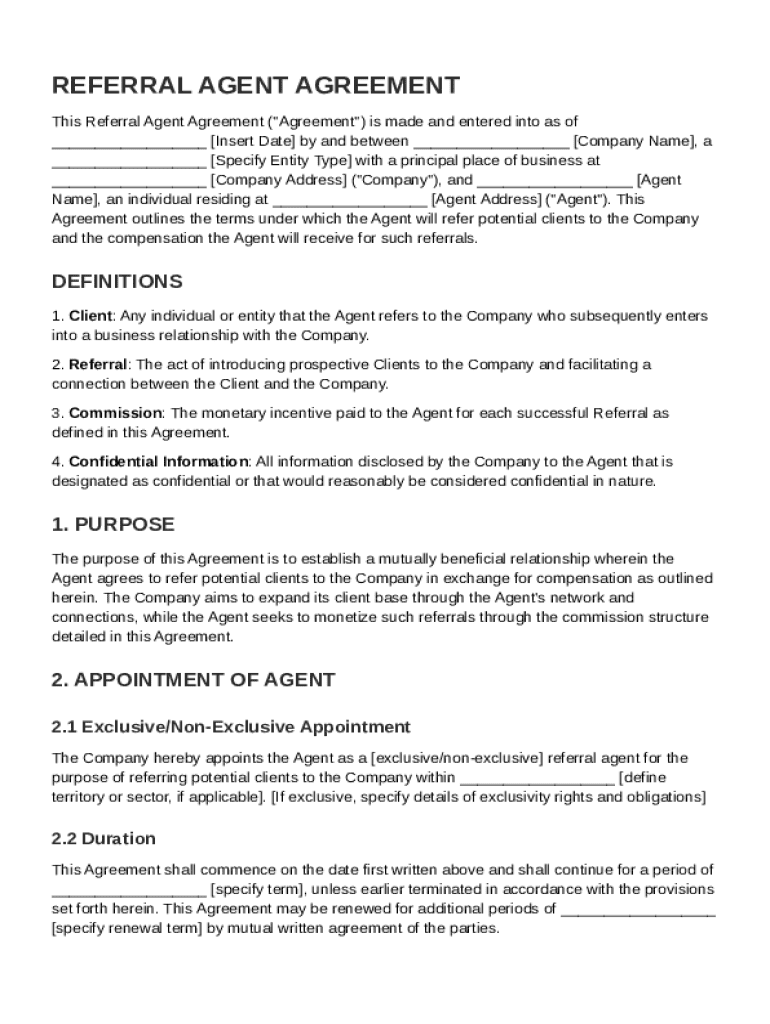 Referral Agent Agreement Template: Fill out & sign online | DocHub