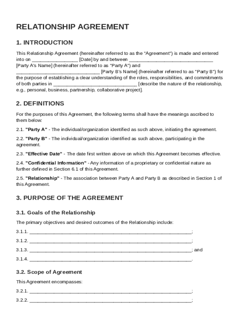 Relationship Agreement Template: Fill out & sign online | DocHub