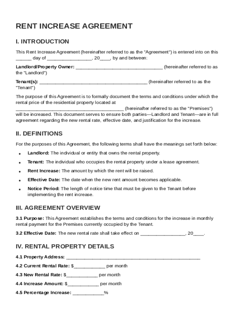 Rent Increase Agreement Template: Fill out & sign online | DocHub