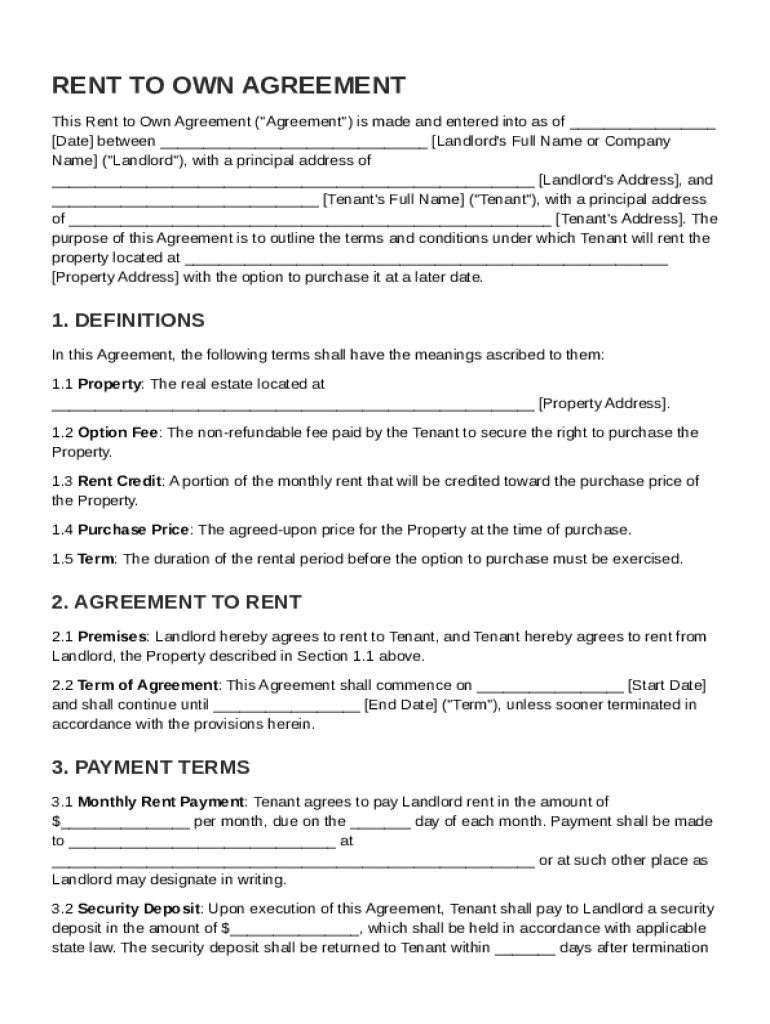 Rent to Own Agreement Template: Fill out & sign online | DocHub