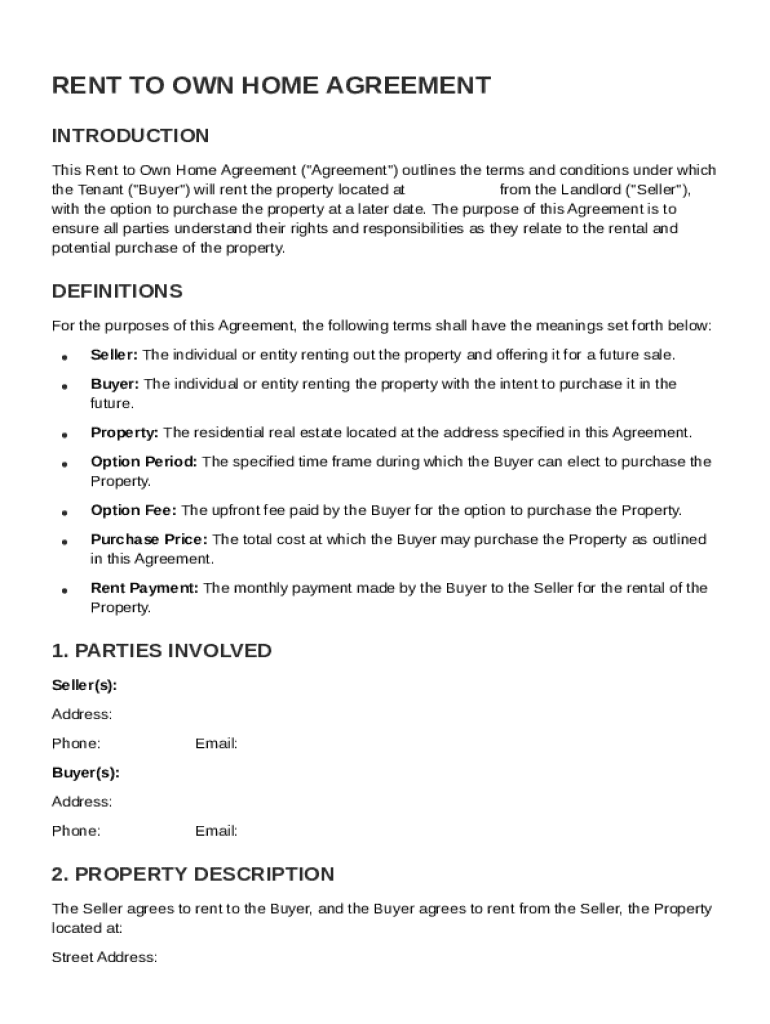 Rent to Own Home Agreement Template: Fill out & sign online | DocHub
