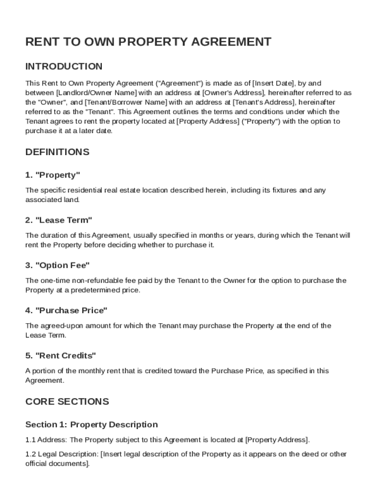 Rent to Own Property Agreement Template: Fill out & sign online | DocHub