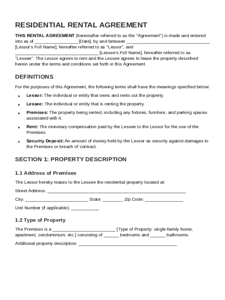 Rental Agreement Template Form - Fill Online, Printable, Fillable, Blank - pdfFiller