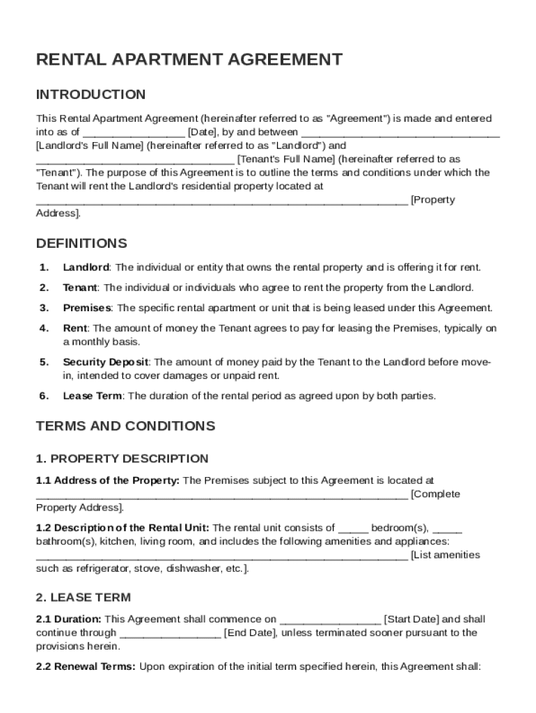 Rental Apartment Agreement Template: Fill out & sign online | DocHub