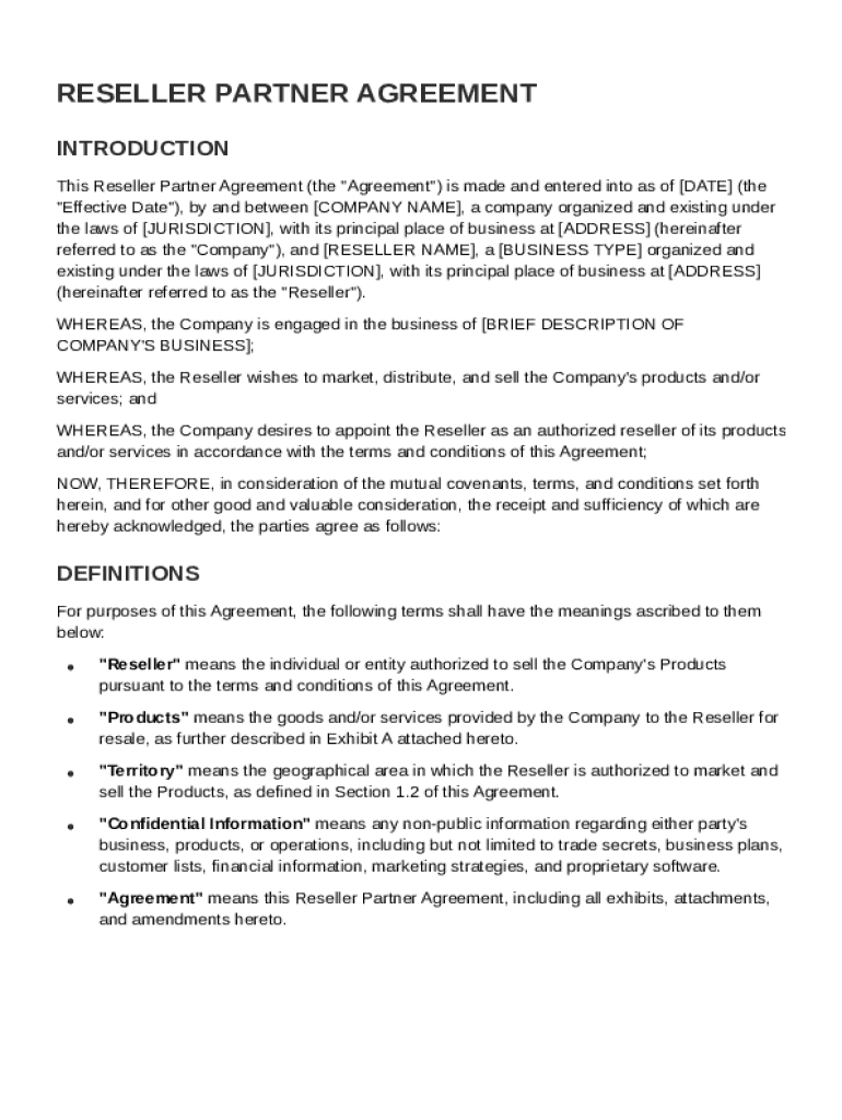 Reseller Partner Agreement Template: Fill out & sign online | DocHub