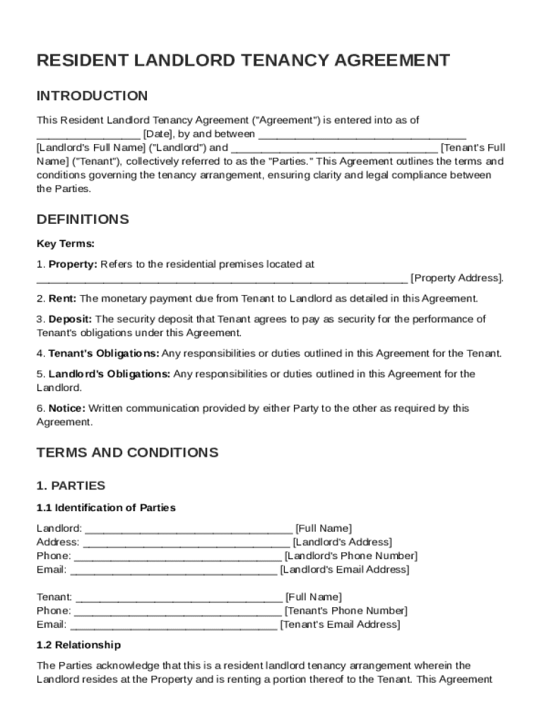 Resident Landlord Tenancy Agreement Template: Fill out & sign online ...