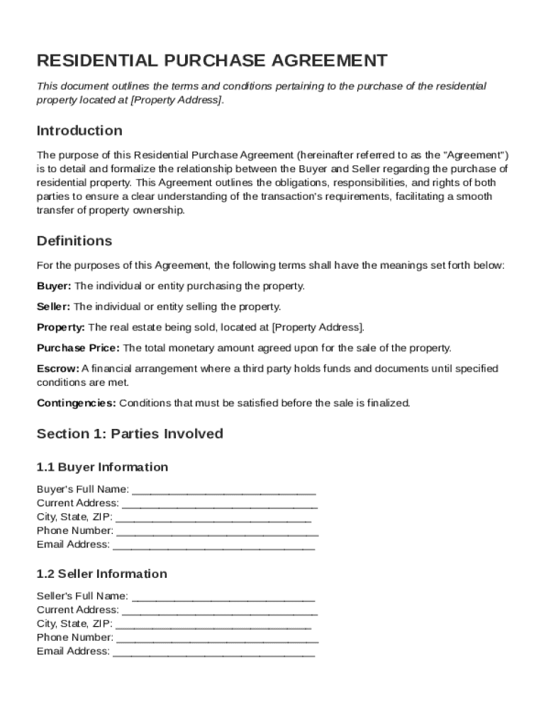Residential Purchase Agreement Template: Fill out & sign online | DocHub