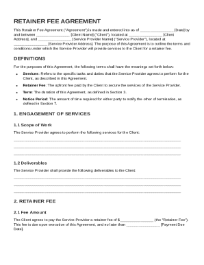 Retainer Fee Agreement Template Form - Fill Online, Printable, Fillable ...