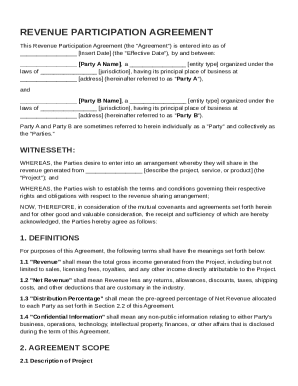 Revenue Participation Agreement Template Form - Fill Online, Printable ...
