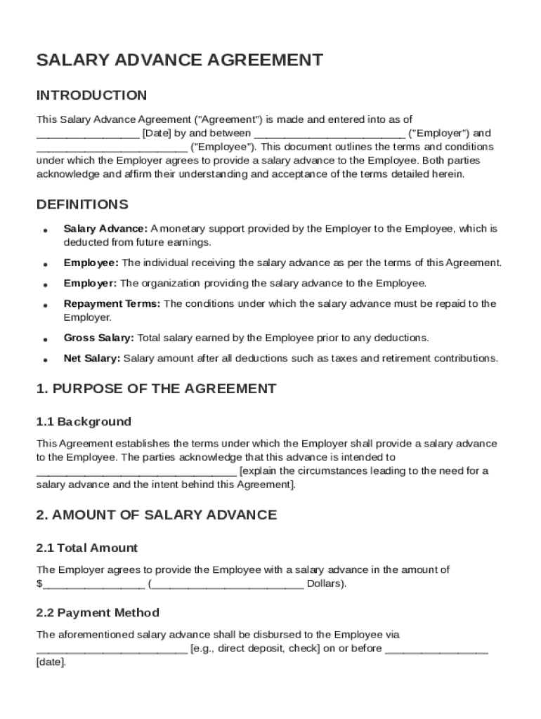 Salary Advance Agreement Template: Fill out & sign online | DocHub
