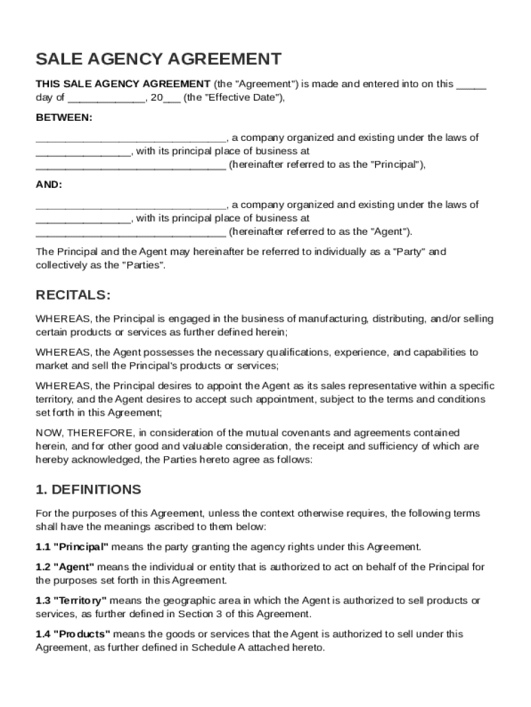 Sale Agency Agreement Template: Fill out & sign online | DocHub